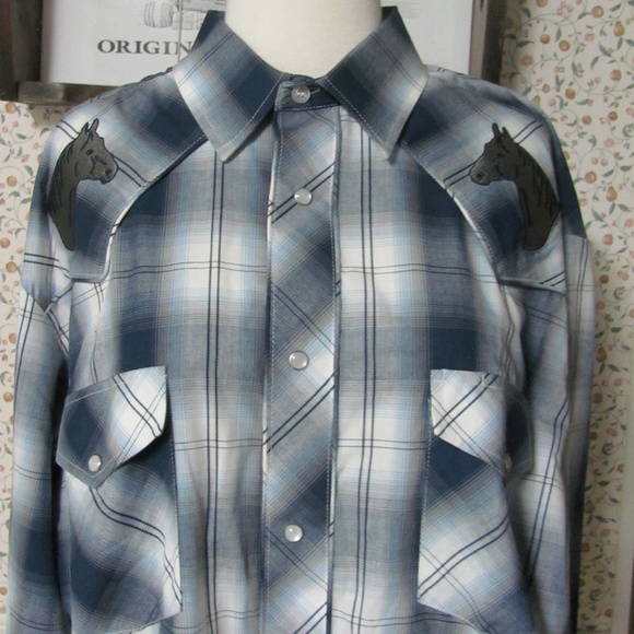 Roper | Shirts | Roper Mens Plaid Embroidered Western Style Shirt ...